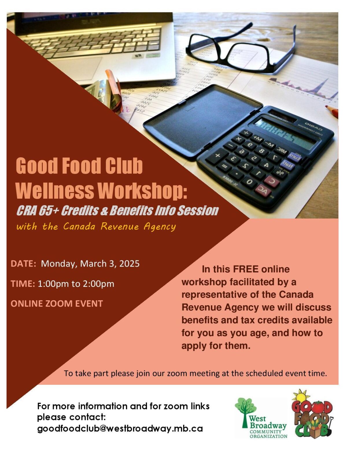 GFC Winter Wellness Workshop: 65+ CRA Benefits and Credits – West Broadway Community Organization